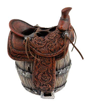 Western Saddle Barrel Toothbrush Toothpaste Holder Cup 4-inch Rustic ...