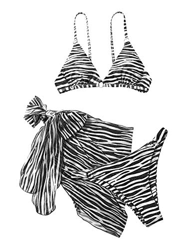 SOLY HUX Women's Zebra Print Triangle Bikini Bathing Suits with Beach ...