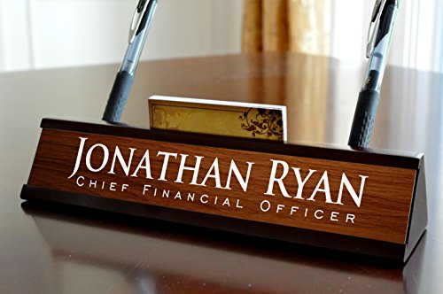 Personalized Desk Name Plate Dark Wood Finish - Famous Microgreens