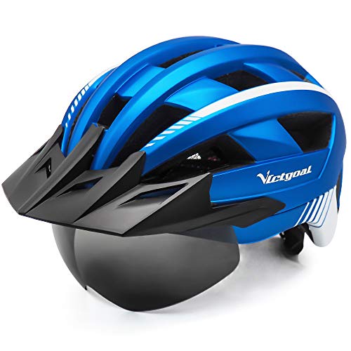 VICTGOAL Bike Helmet for Men Women with Led Light Detachable Magnetic Goggles Removable Sun ...