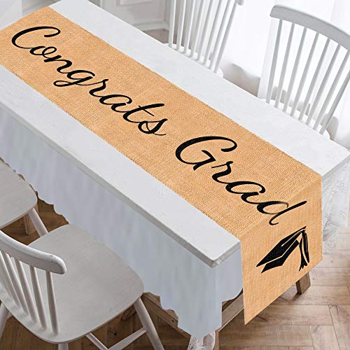 Burlap Graduation Table Runner 13 X 72 Inch Congrats Grad Table Runner ...