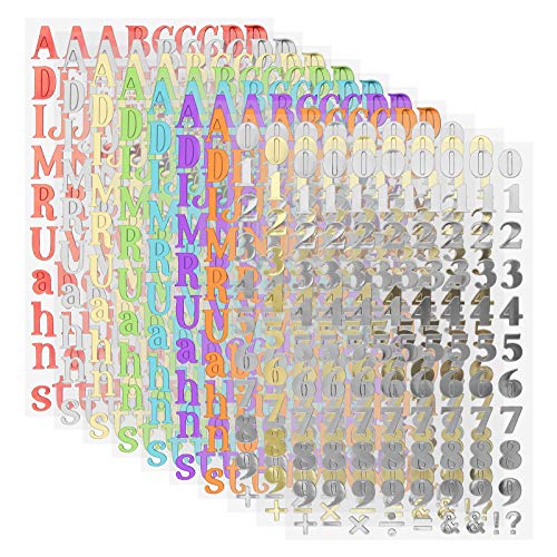 10 Sheets of Alphabet Numeral Stickers KitColorful Letter and Random ...
