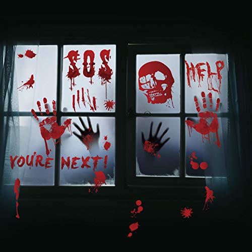 Scary Halloween Window Door Decorations - 2 Bloody Window Poster Clings ...
