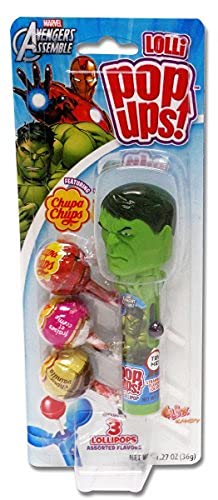 Marvel Pop Ups Lollipop Case Holder Hulk with Chupa Chups Lollipops ...
