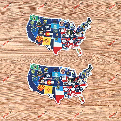 American All States Flags Maps Road Travel Trip Visited Vinyl Decal ...