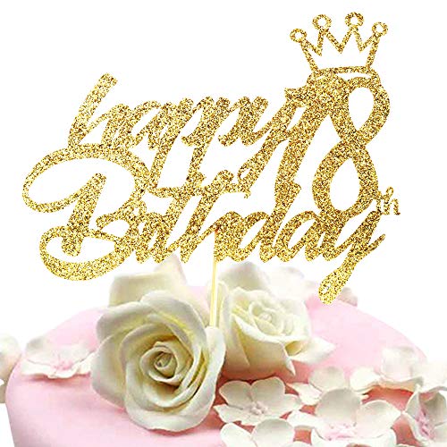 Font Golden Numbers 18th Queen Birthday Cake Topper Gold Glitter Happy ...