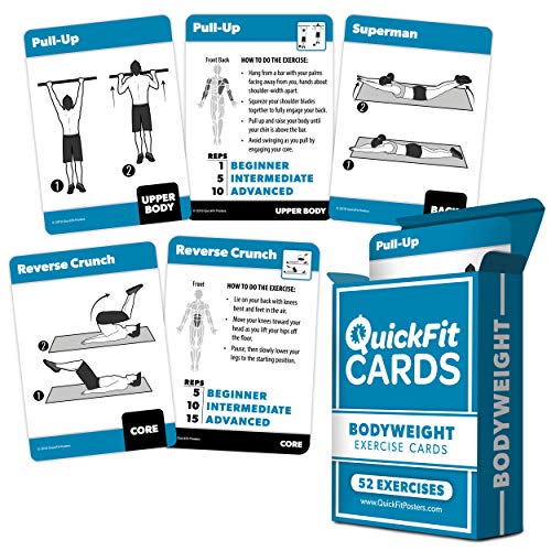 QuickFit Bodyweight Exercise Cards - Fitness Playing Cards with Over 50 ...