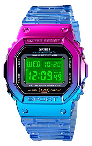 Mens Colorful Digital Watch Square Sports Watches for Men Electronic ...
