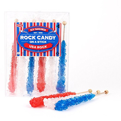 Extra Large Rock Candy Sticks- 6 USA Lollipops - Red - White - Blue ...