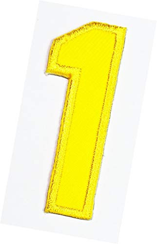 2 INCHES Yellow Number 1 Patch Cartoon Alphabet Letters School 0 to 9 ...