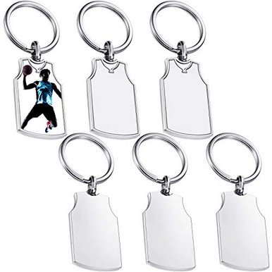 6 Pieces Sublimation Blanks Keychains Metal Basketball Jersey Blank Key ...