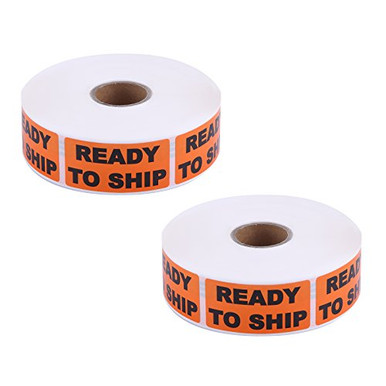 Ready to Ship Label 2000 Labels 1" x 2" Flourescent Orange -2 Rolls of ...