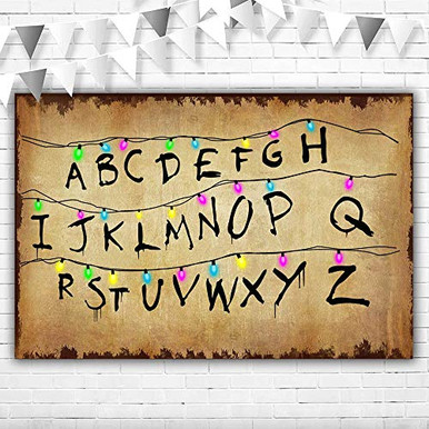 Stranger Things Birthday Party Backdrop 5x3 Kids Alphabet Rustic Wood ...