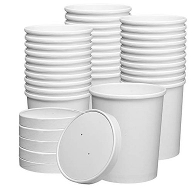 32 oz. Paper Food Containers With Vented Lids To Go Hot Soup Bowls ...