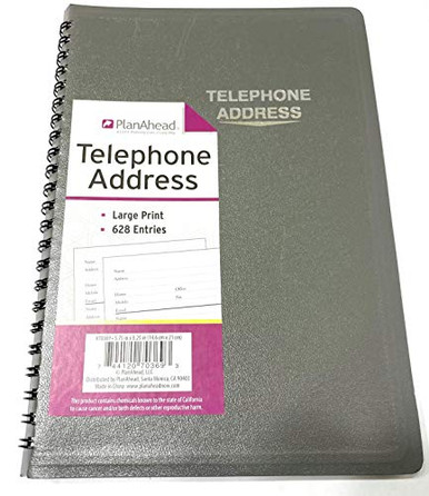 Large Print Telephone-Address Book -Gray- - Famous Microgreens