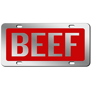 JASS GRAPHIX Red Beef License Plate Mirror Acrylic Car Tag - Available ...
