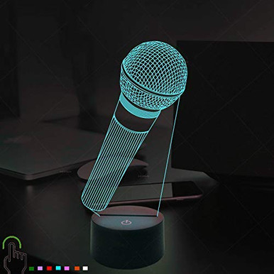 Optical Illusion 3D Microphone Lamp Night Light 7 Colors Changing USB ...