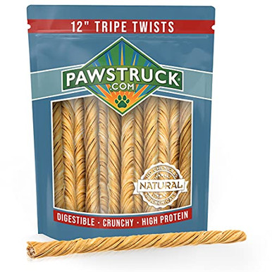 Natural Tripe Twists for Dogs 12" Crunchy CanineTreats 5-Pack Low Fat ...