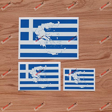 Greece Greek Flag Map Inside Outline Vinyl Decal Sticker - 3 Pack ...