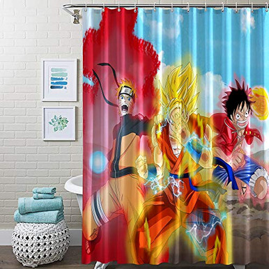 One Piece Monkey D. Luffy Uzumaki Anime Fabric Shower Curtain Set with ...