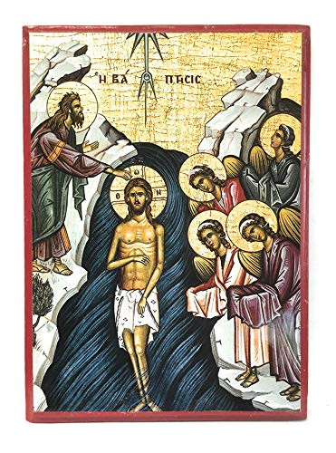 Wooden Greek Orthodox Christian Icon Theophany-Epiphany-Baptism of ...