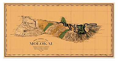 Antiguos Maps - Map of Molokai Mapa de la isla de Molokai Hawaii Circa ...
