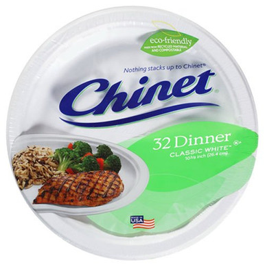 Chinet Classic White Dinner Plates Value Pack 32 Count - Famous Microgreens