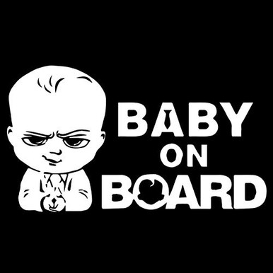 Boss Baby On Board -Horizontal- - Vinyl - 6 Inches -Color- White- Decal ...