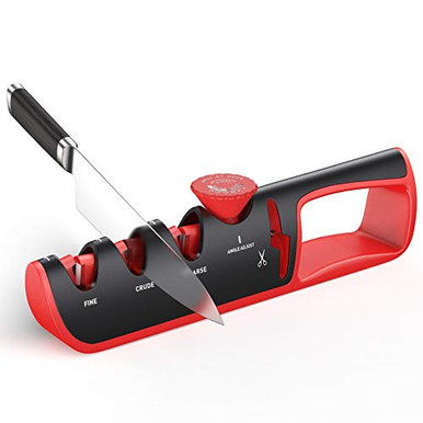SAEYON Manual Knife Sharpener 4-in-1 and 3 Stage Sharpener with Angle ...