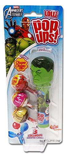 Marvel Pop Ups Lollipop Case Holder Hulk with Chupa Chups Lollipops ...