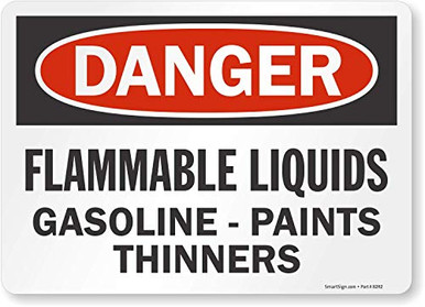 SmartSign "Danger - Flammable Liquids Gasoline - Paints, Thinners ...