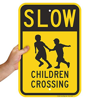 SmartSign "Slow - Children Crossing" Sign | 12" x 18" Aluminum - Famous ...