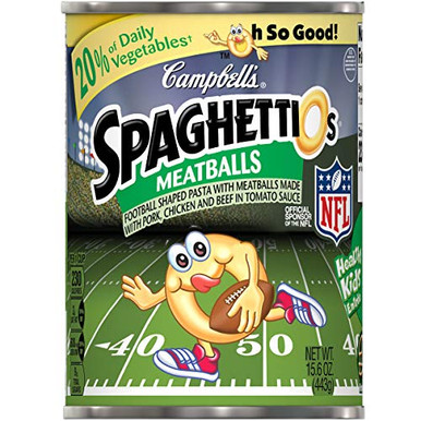 Campbell's SpaghettiOs Canned Pasta, Football Shapes with Meatballs, 15 ...