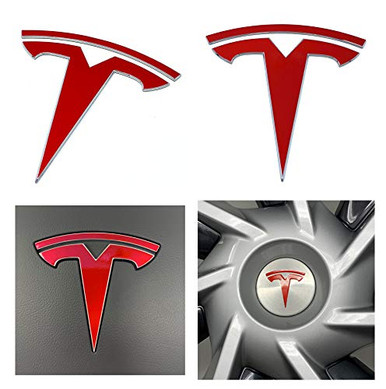 Custom Cut Graphics Tesla Model Y Logo Decal Wrap 11-pc Set (Gloss Red ...