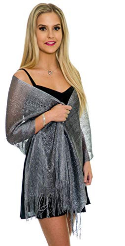 Shawls and Wraps for Evening Dresses, Metallic Glitter Shawls for Women ...