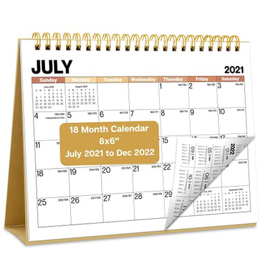 Dunwell Small Desk Calendar 2021-2022 - -Gold-, 8x6 Inches, Use ...