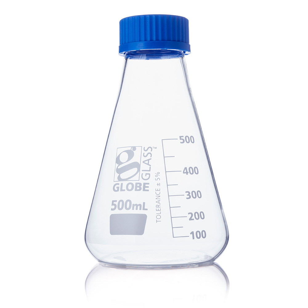 Flask, Erlenmeyer, Glass, 500mL Screw Cap, Dual Graduations, ASTM E1404 ...