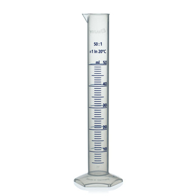 Graduated Cylinder, PP, molded/screened graduations,Class B, 50 mL ...