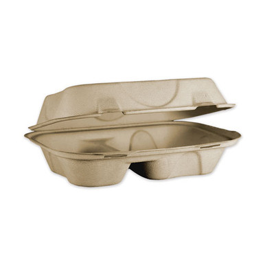 Fiber Hinged Hoagie Box Containers, 2 Compartments, 9 X 6 X 3, Natural ...