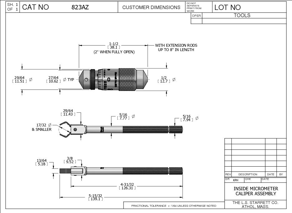 Inside Micrometer Drawing