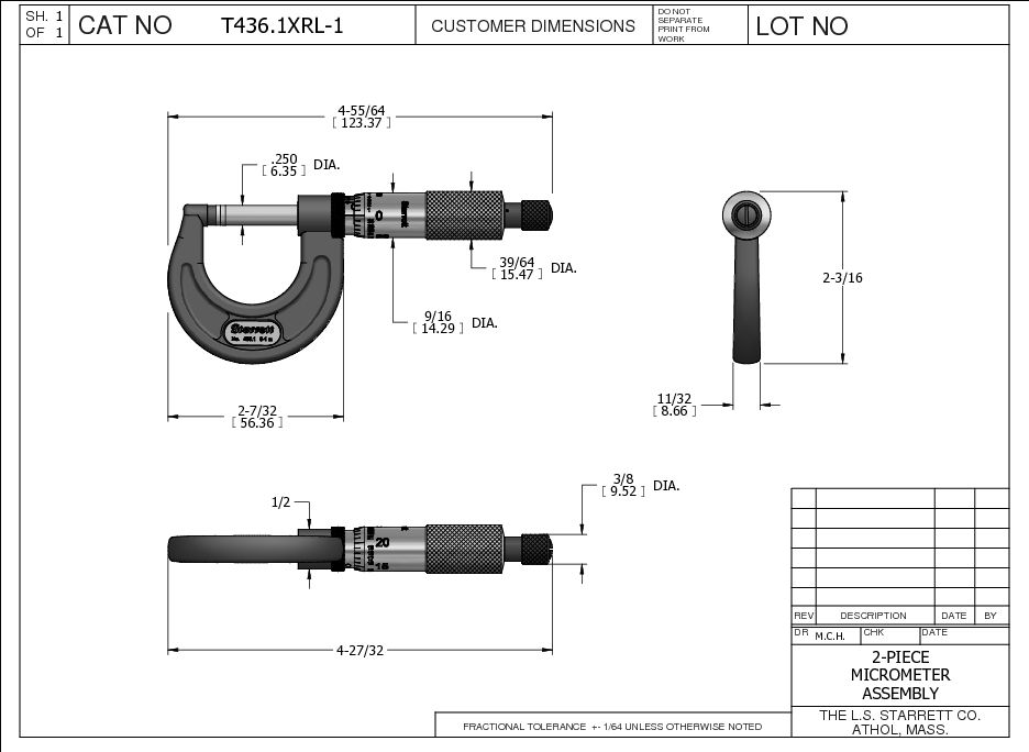 Micrometer Parts Drawing