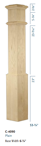 C-4090 Plain 6 1/4" x 53 3/4" Box Newel