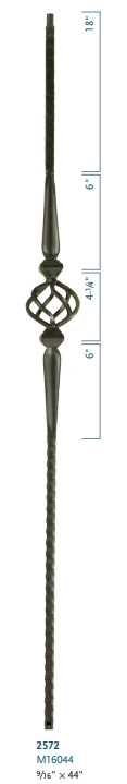 M16044 2572 Single Basket with Spoons 9/16" Iron Baluster