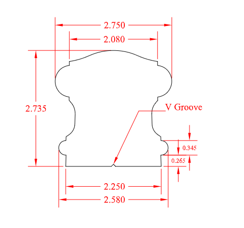 C-6110S-12 Bristol Series Solid Cap 12' Handrail
