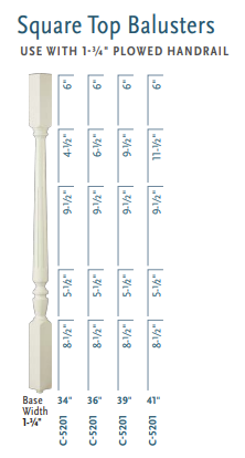 C-5201 Chippendale 1 3/4" x 39" (Flute) Square Top Baluster