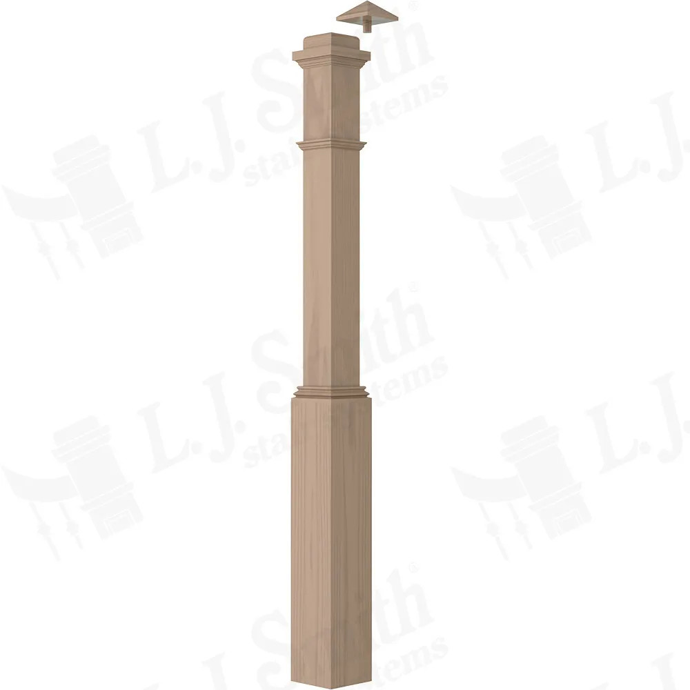 #2091 Plain 5" x 55"-62" Box Newel with adjustable base