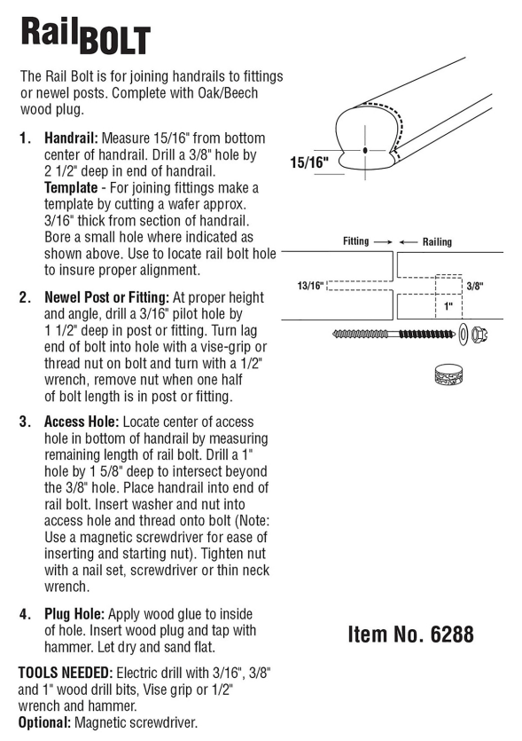 Rail Bolt Oak/Beech wood plug #6288