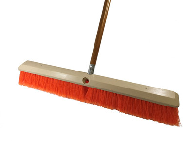 Medium Push Broom Kit - 24" Flagged Orange/Stiff Orange Poly Broom w/5 ...