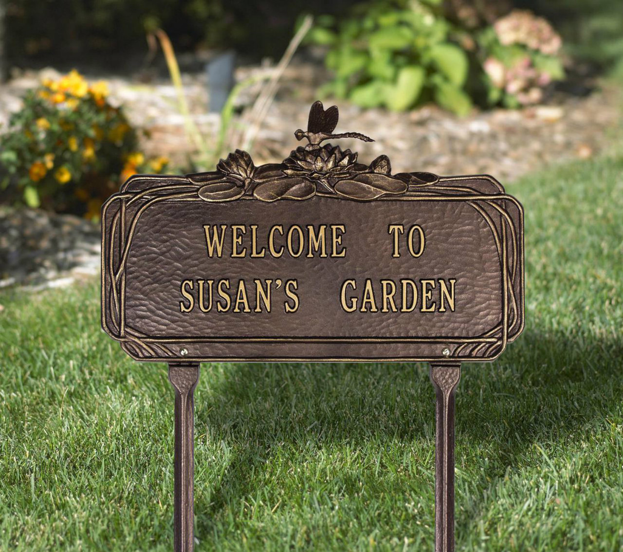 Song Bird Garden Lawn Plaque 14"W x 9"H (2 Lines) - Exterior Accents