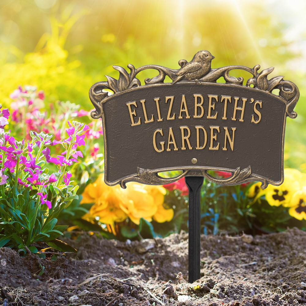 Song Bird Garden Lawn Plaque 14"W x 9"H (2 Lines) - Exterior Accents